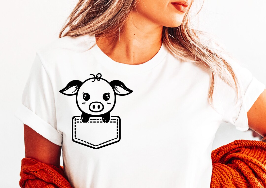 Pig in Pocket Svg Png, Cute Farm Animal Svg, Cute Pig Svg, Pocket Shirt ...