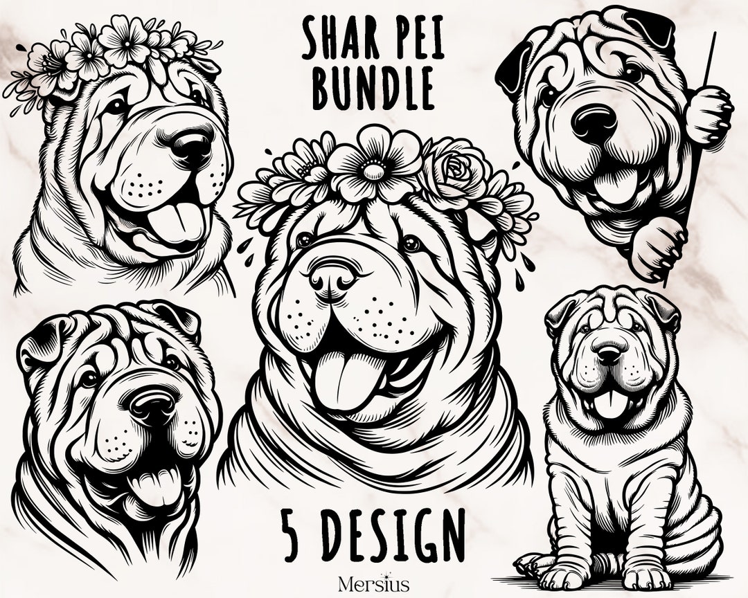 Shar Pei Svg Bundle, Shar Pei Svg, Cute Shar Pei Svg, Shar Pei Png ...