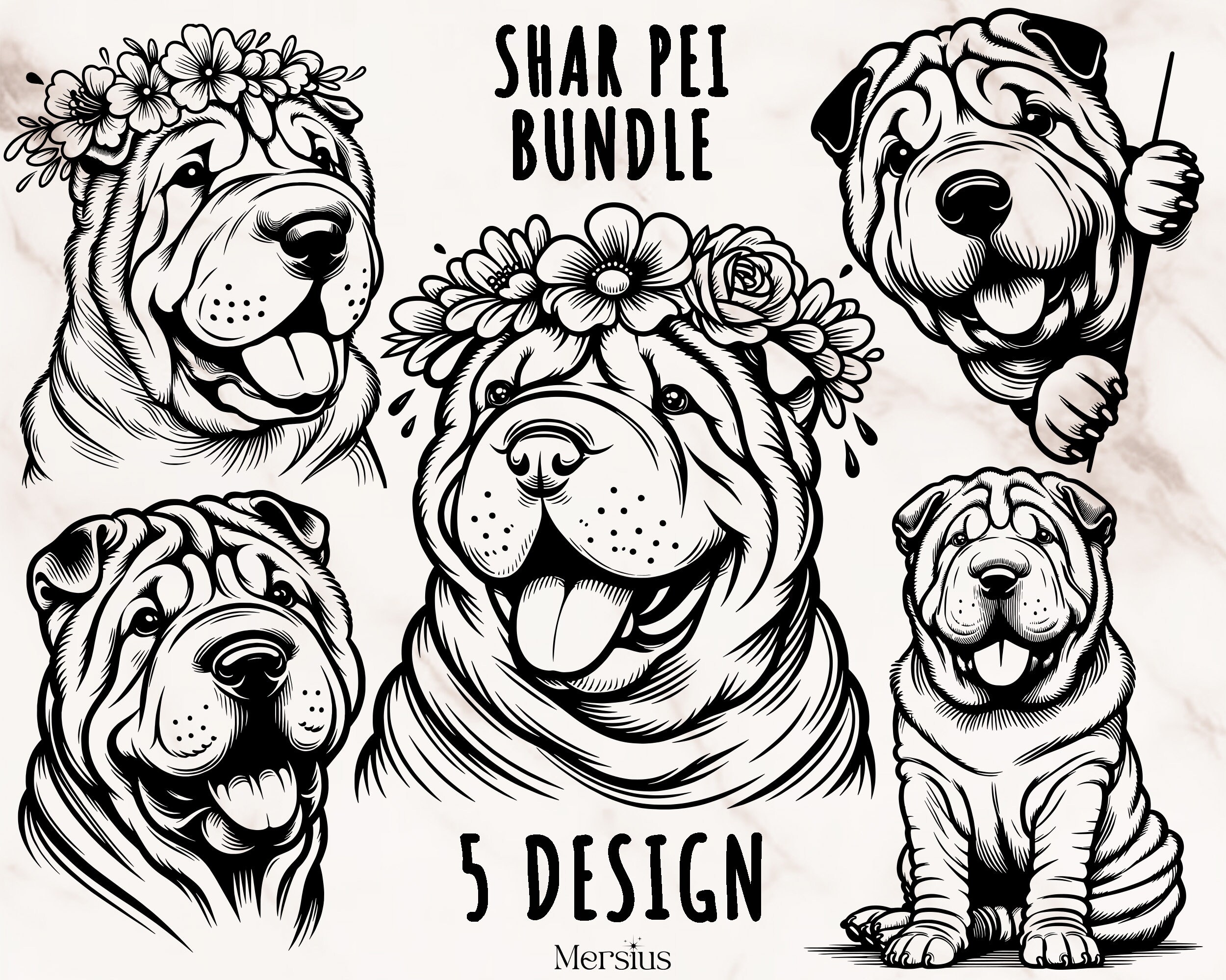Shar Pei Svg Bundle, Shar Pei Svg, Cute Shar Pei Svg, Shar Pei Png ...