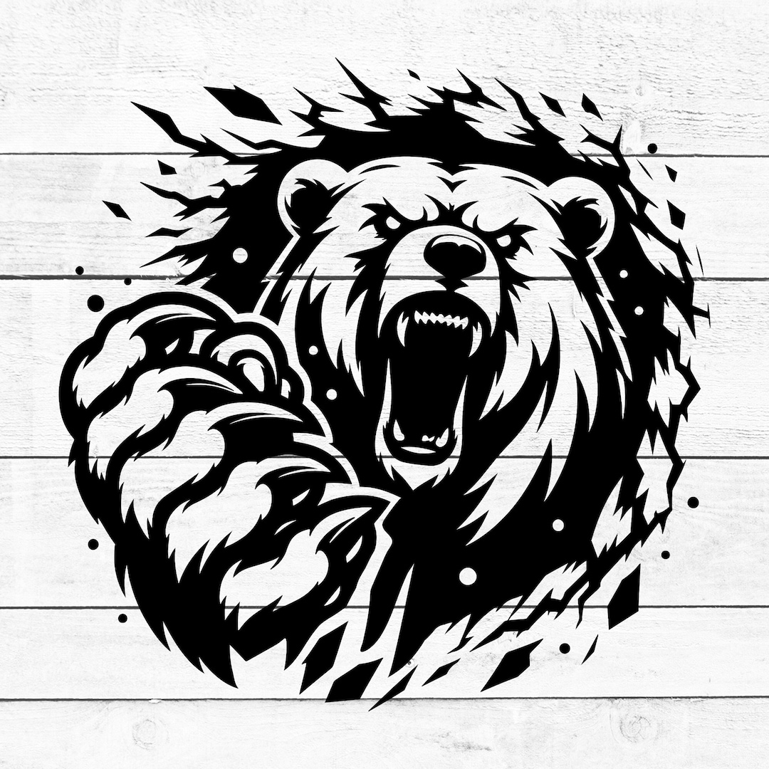 Roaring Bear Svg Png, Bear Svg, Grizzly Bear Svg, Bear Clipart, Bear ...