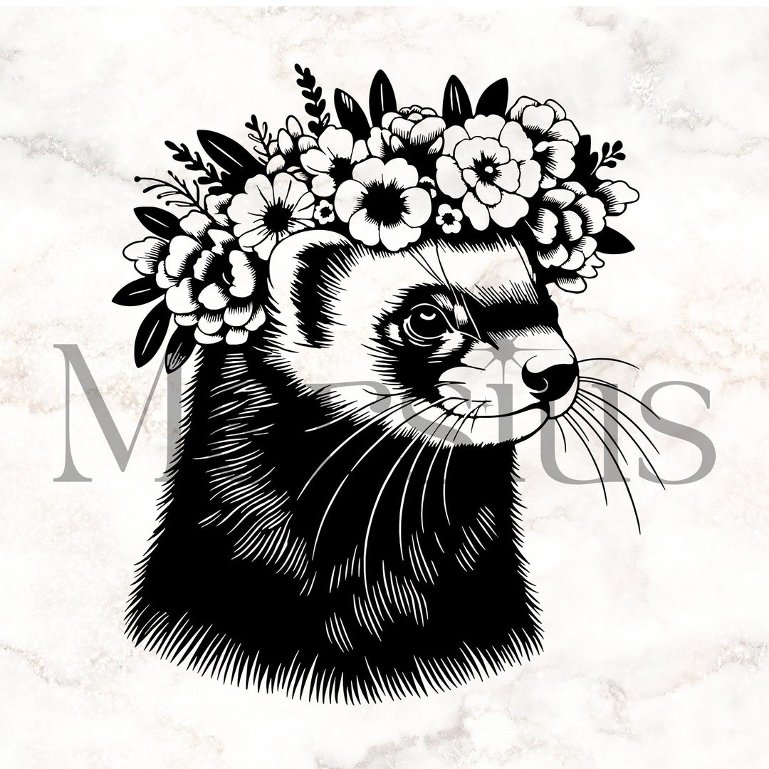 Floral Ferret Svg, Ferret Svg, Ferret Clipart, Ferret Silhouette ...
