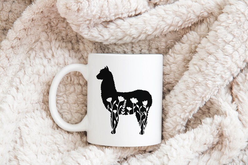 Floral Llama Svg Png, Cute Llama Cut File, Llama Silhouette, Llama ...