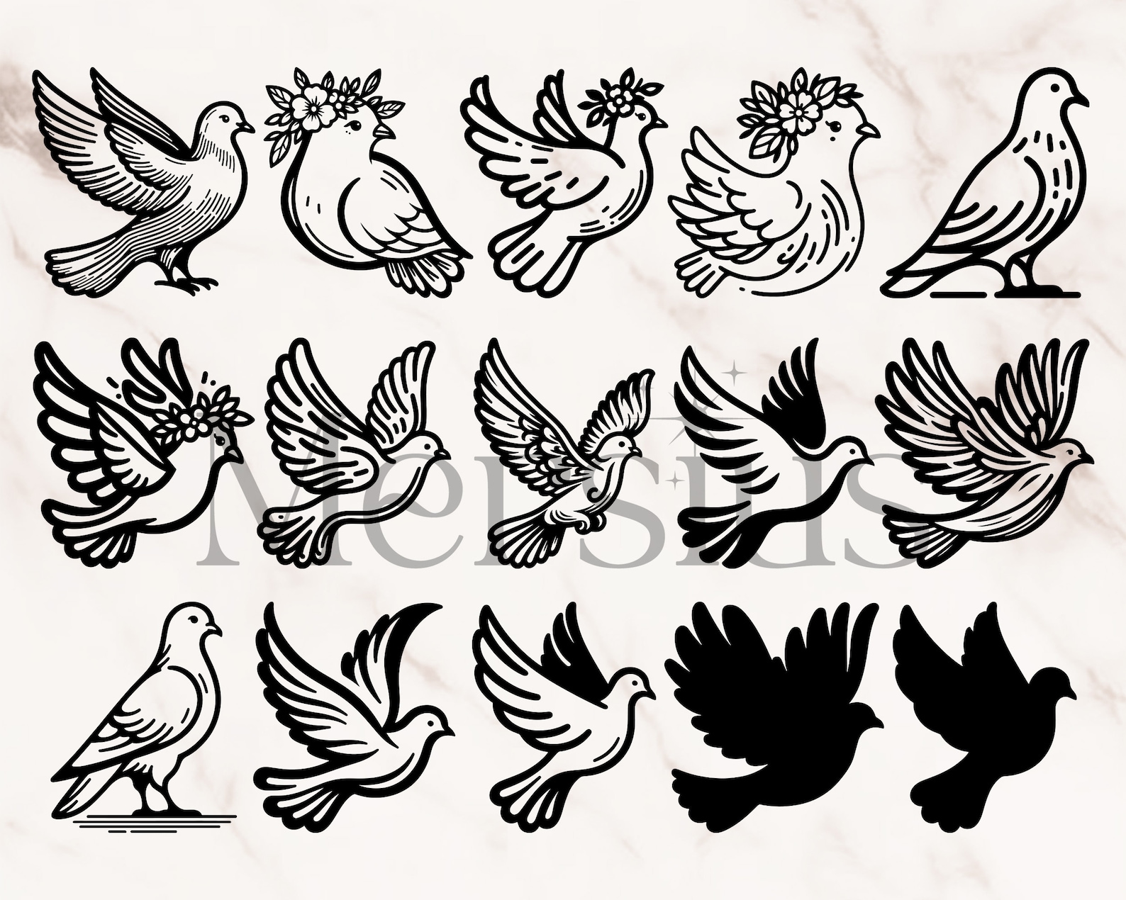 Dove Svg Bundle, Dove Svg, Flying Dove Svg, Dove Clipart, Wedding Doves ...
