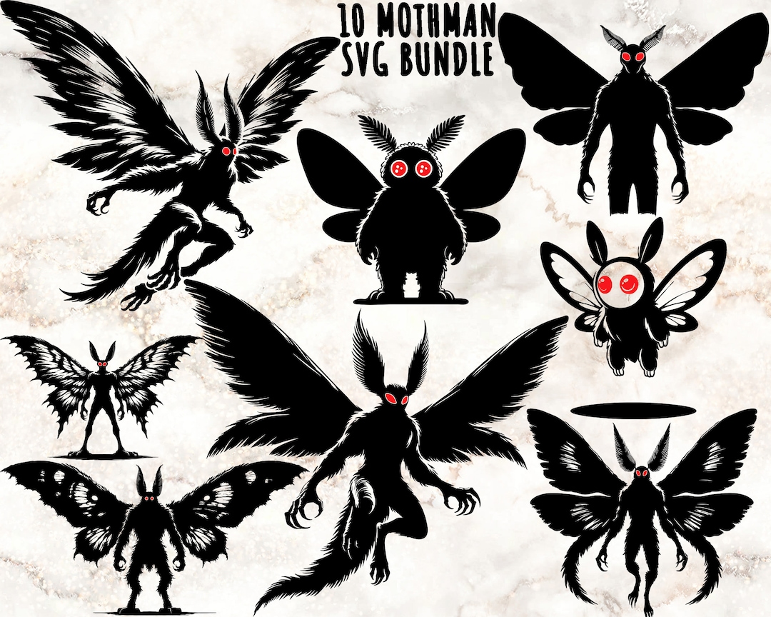10 Mothman Bundle Svg, Mothman Svg, Mothman Clipart, Cute Mothman Svg ...