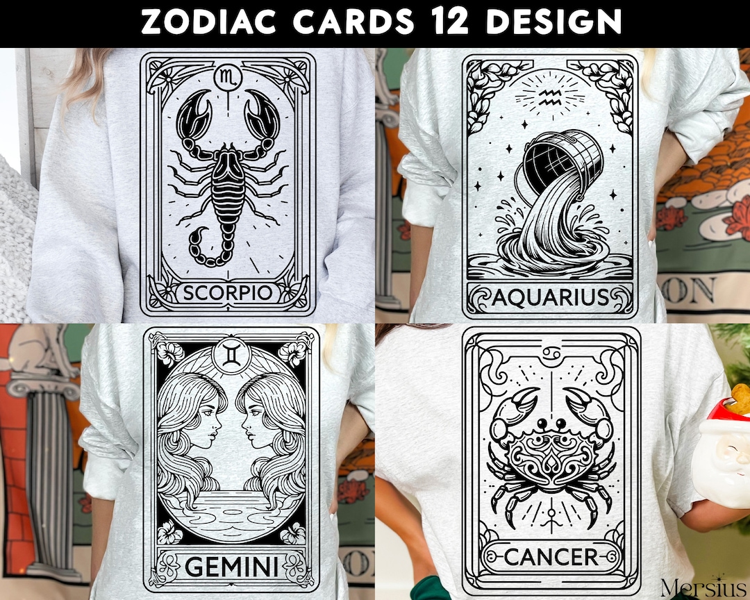Zodiac Cards SVG, Zodiac Cards Bundle, Tarot Cards Svg, Zodiac Svg ...