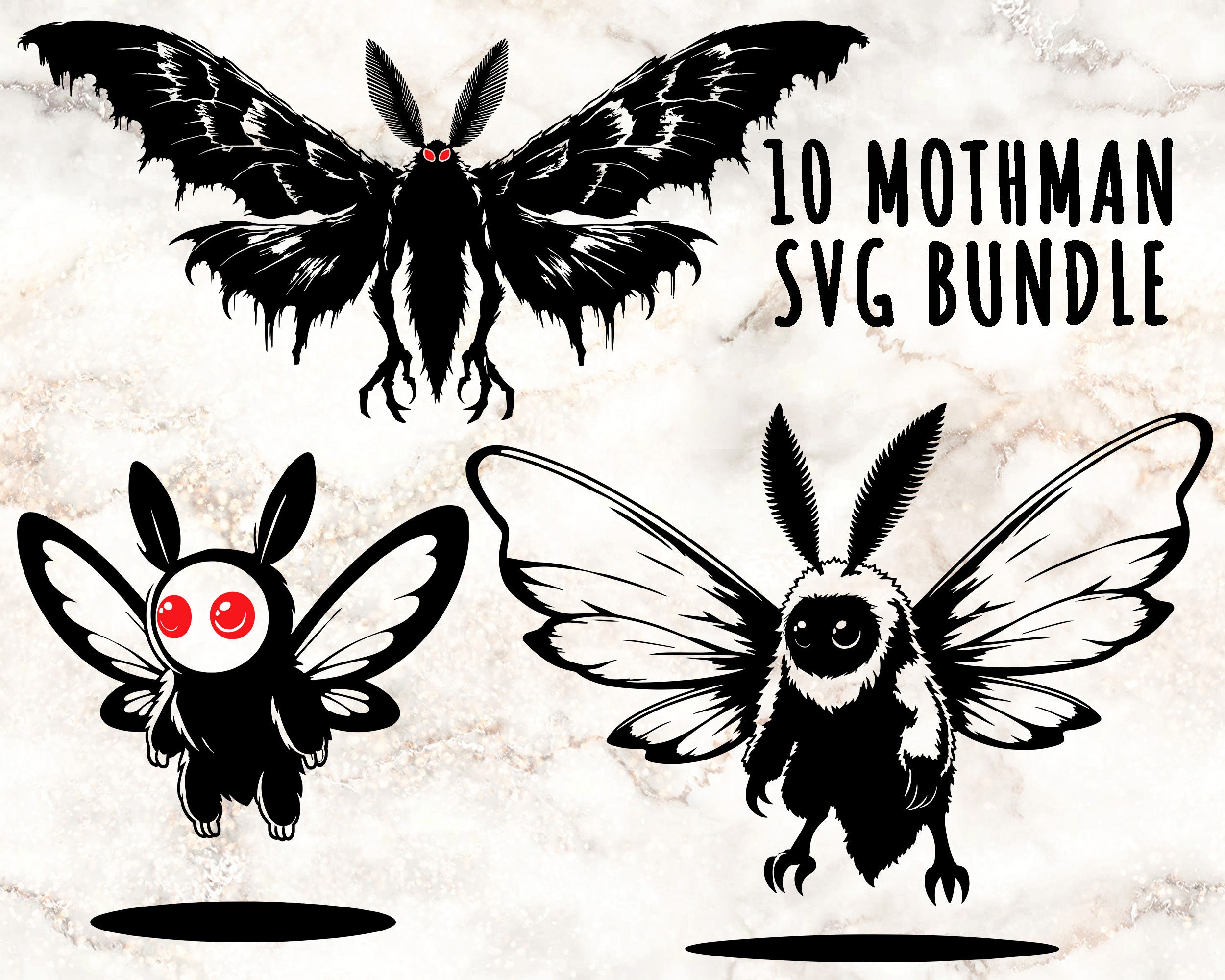 10 Mothman Bundle Svg, Mothman Svg, Mothman Clipart, Cute Mothman Svg ...