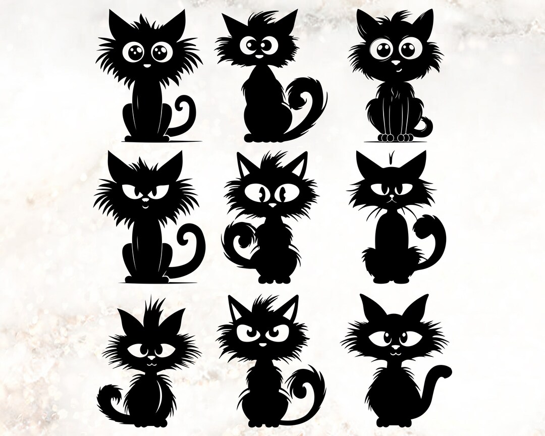 9 Cartoon Cat Svg Bundle, Cat Silhouette, Cat Silhouette Svg, Peeking ...