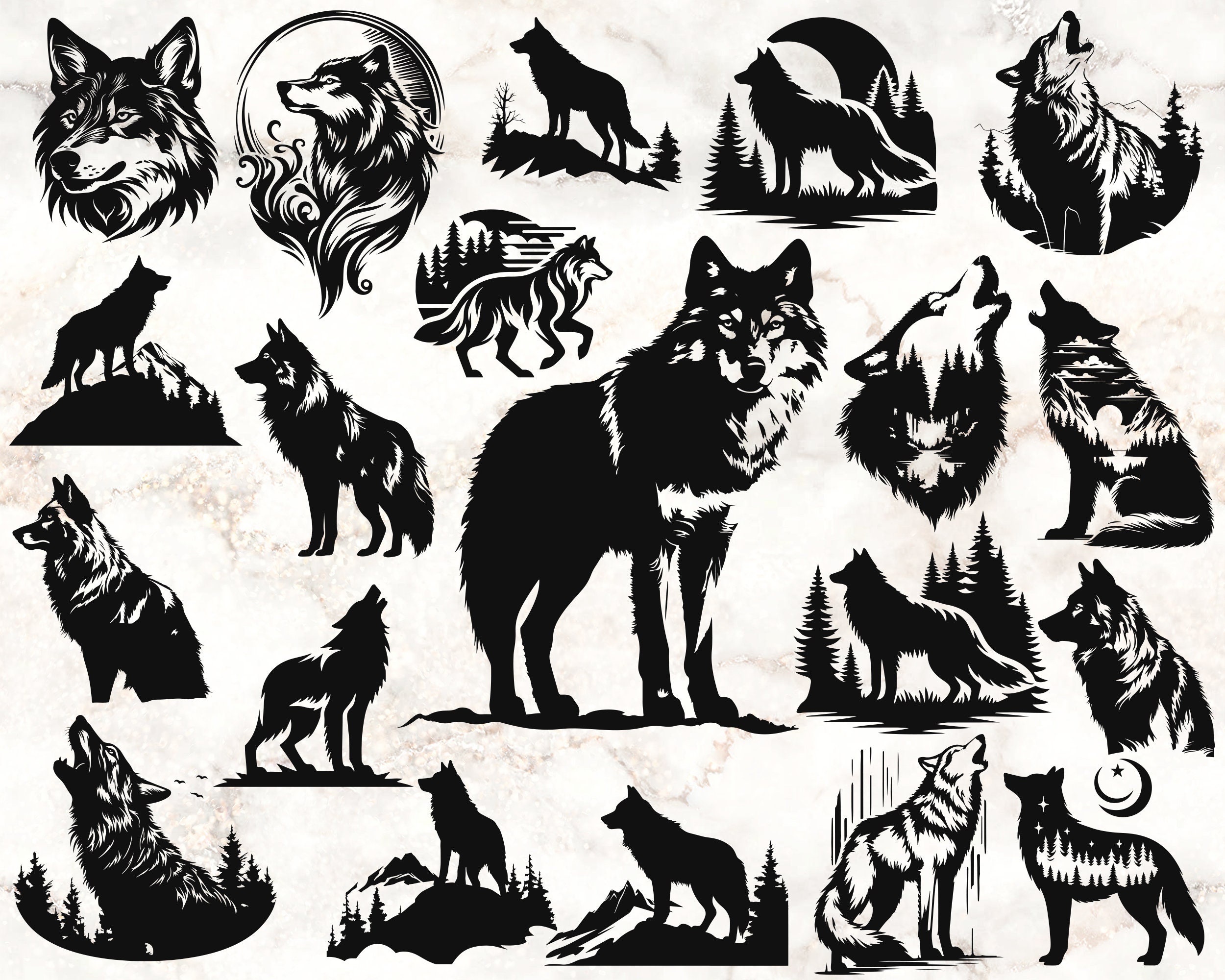 Wolf Svg Bundle Wolf Cut Files for Cricut Wolf Clipart - Etsy UK