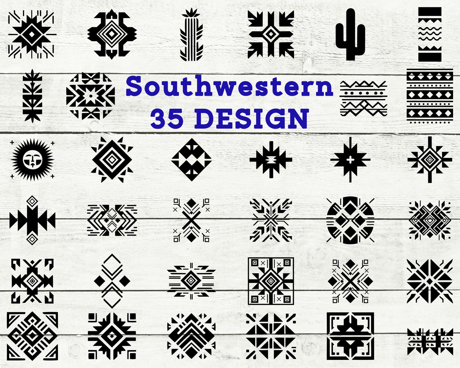 Southwestern Elements Svg Bundle, Southwestern Ornament Elements Aztec ...