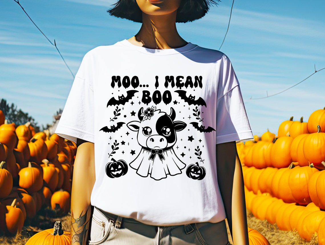 Moo I Mean Boo Svg Cute Halloween Svg Cute Ghost Svg Boo - Etsy