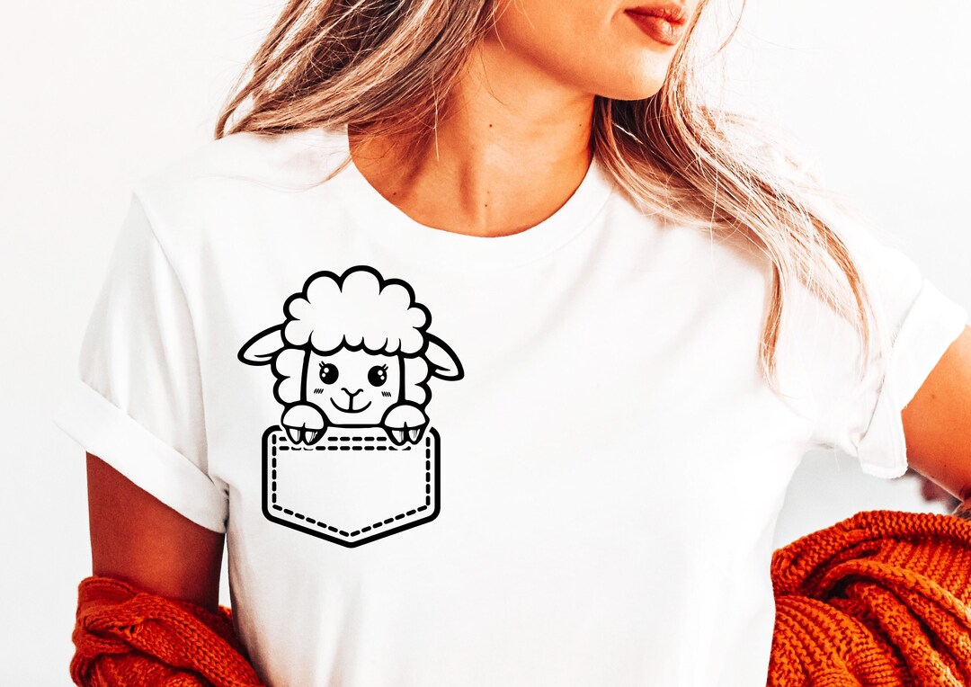 Sheep in Pocket Svg Png, Cute Farm Animal Svg, Cute Sheep Svg, Pocket ...