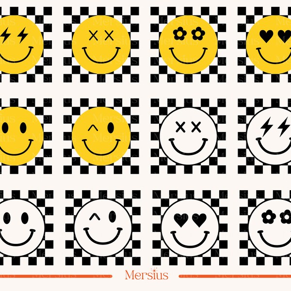 Smiley Checker Svg - Etsy