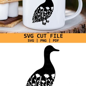 Floral Duck Cut File, Wildflower Duck Svg, Duck Clipart, Mallard Svg ...