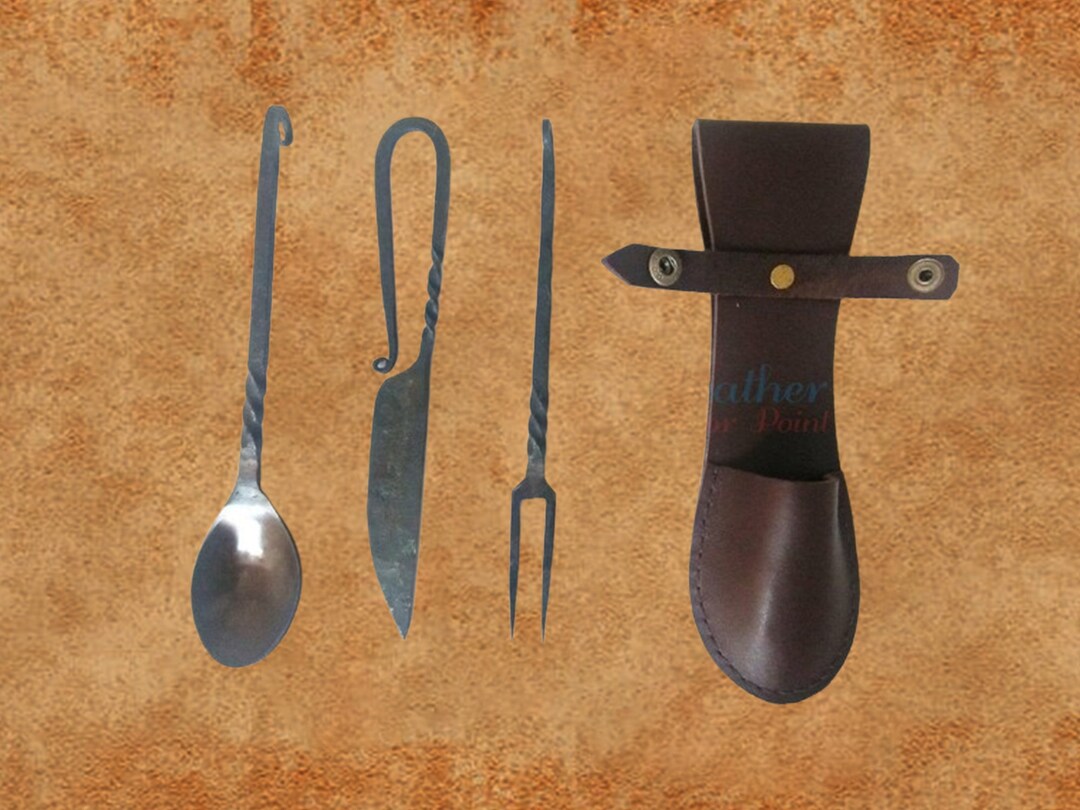 Medieval Cutlery Set Hand Forged Medieval Kitchen Set Spoon Knife Fork ...