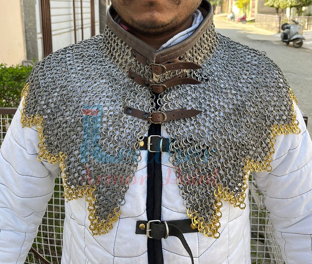 Chain Mail Collar 9MM Flat Riveted With Brass Ring Zig Zag - Etsy