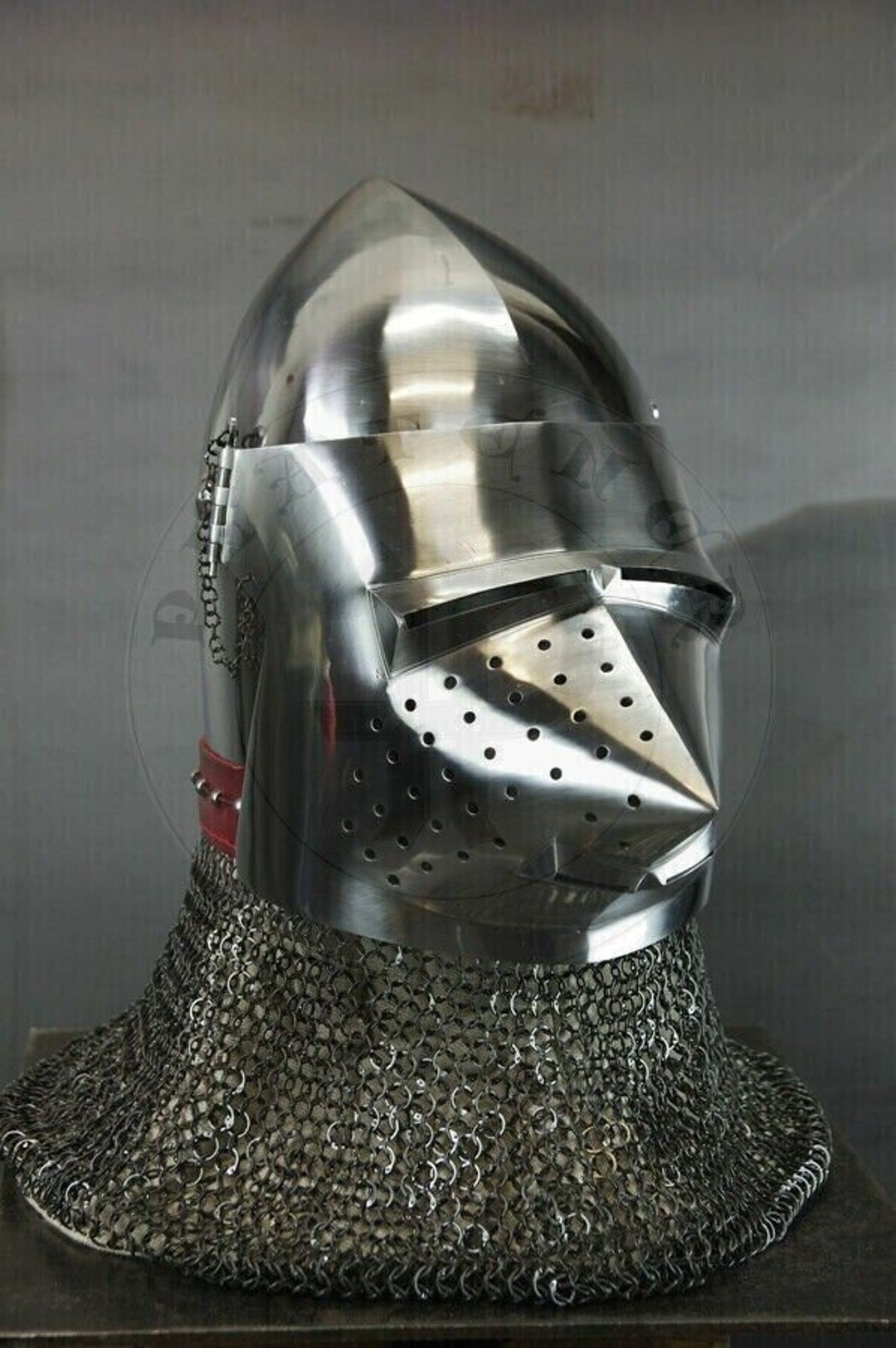 Medieval Knight Bascinet Helmet With Chainmail Aventail Battle-ready ...