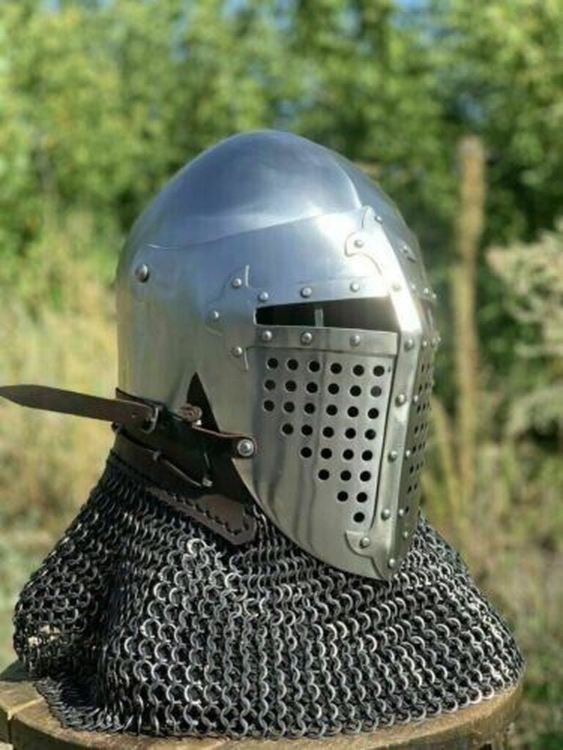 Medieval Knight Helmet Chainmail Helmet Battle-ready Helmet Bascinet ...