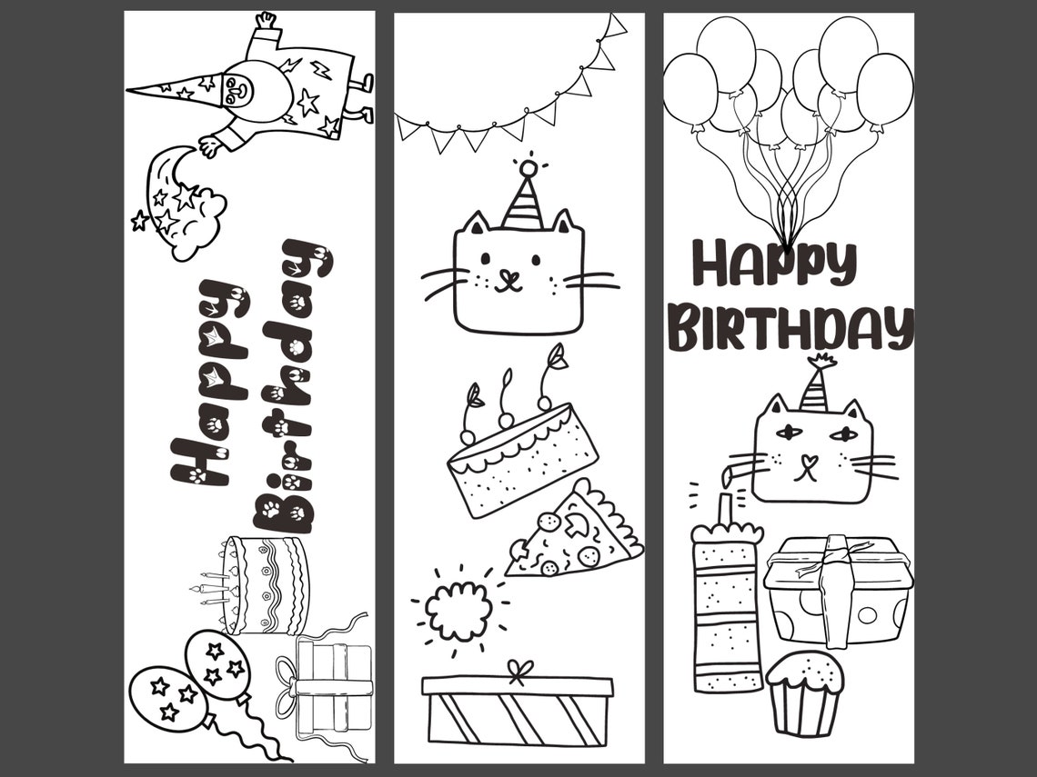 Coloring Bookmarks for Kids, Birthday Bookmarks, Coloring Bookmarks ...