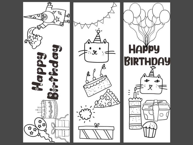 Coloring Bookmarks for Kids, Birthday Bookmarks, Coloring Bookmarks ...