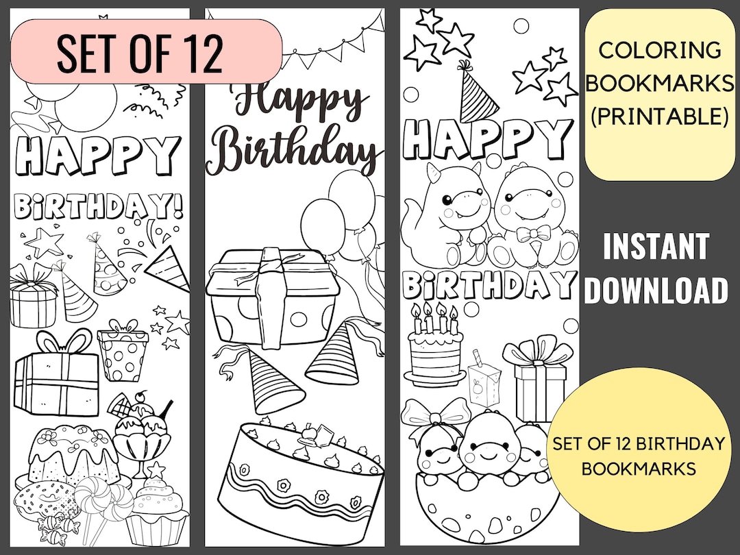 Coloring Bookmarks for Kids, Birthday Bookmarks, Coloring Bookmarks ...