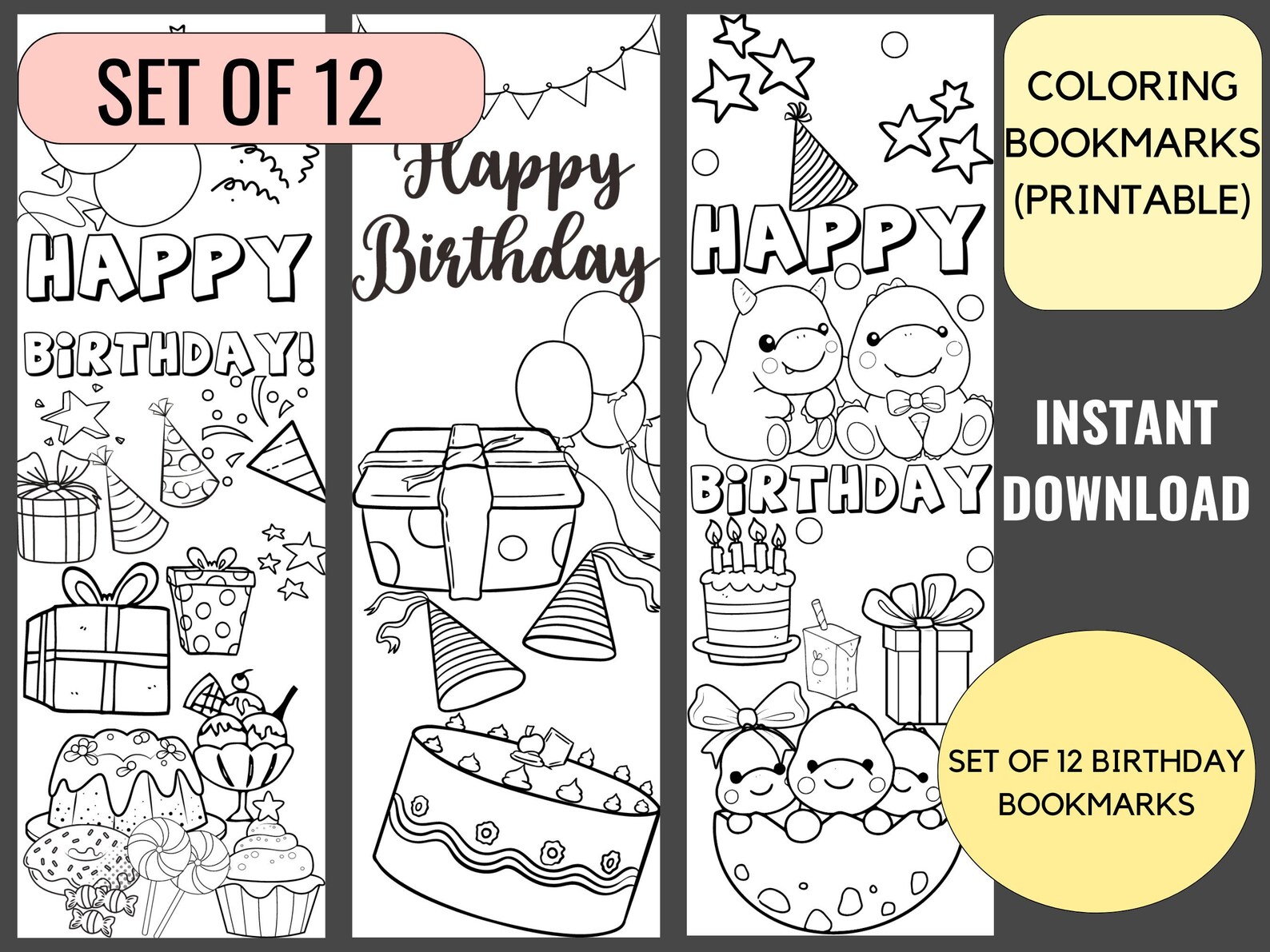 Coloring Bookmarks for Kids, Birthday Bookmarks, Coloring Bookmarks ...
