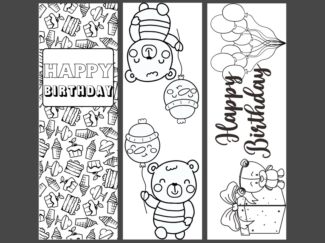Coloring Bookmarks for Kids, Birthday Bookmarks, Coloring Bookmarks ...
