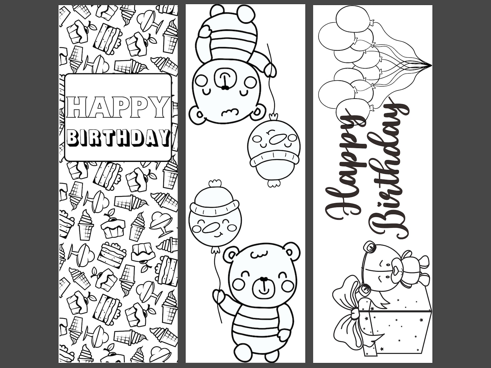 Coloring Bookmarks for Kids, Birthday Bookmarks, Coloring Bookmarks ...