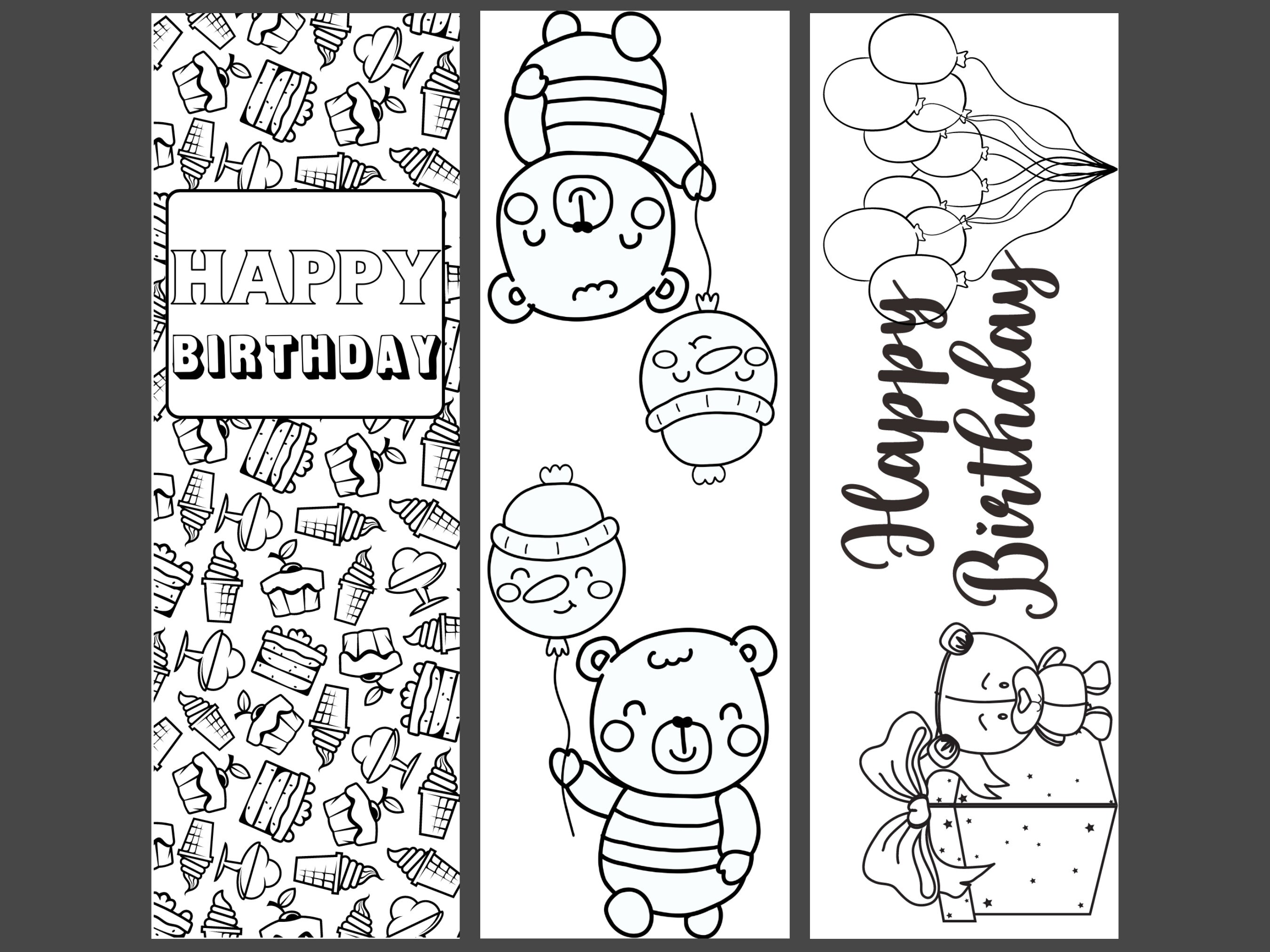 Coloring Bookmarks for Kids, Birthday Bookmarks, Coloring Bookmarks ...