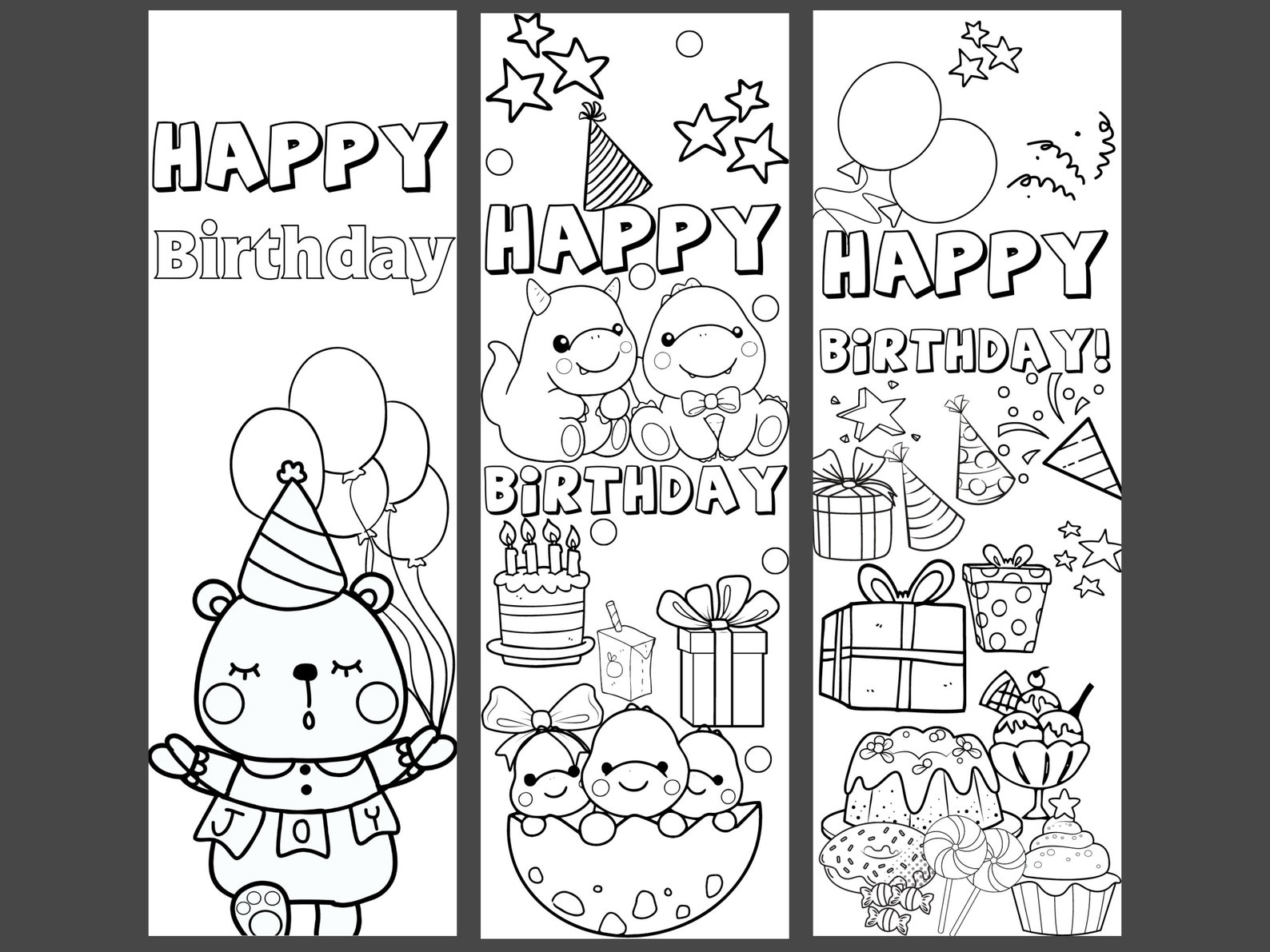 Coloring Bookmarks for Kids, Birthday Bookmarks, Coloring Bookmarks ...