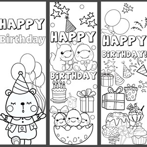 Coloring Bookmarks for Kids, Birthday Bookmarks, Coloring Bookmarks ...