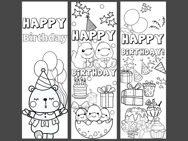 Coloring Bookmarks for Kids, Birthday Bookmarks, Coloring Bookmarks ...