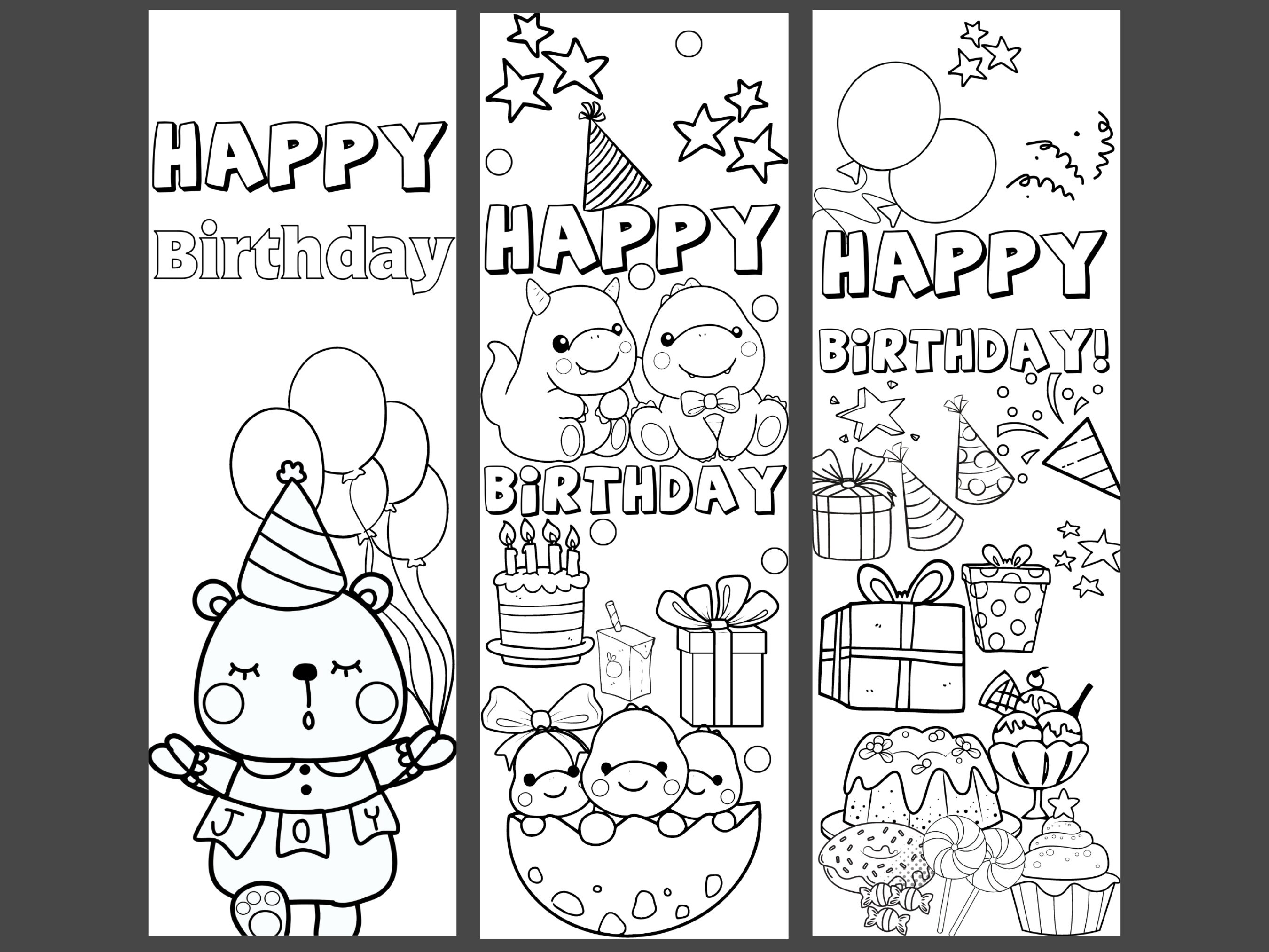 Coloring Bookmarks for Kids, Birthday Bookmarks, Coloring Bookmarks ...