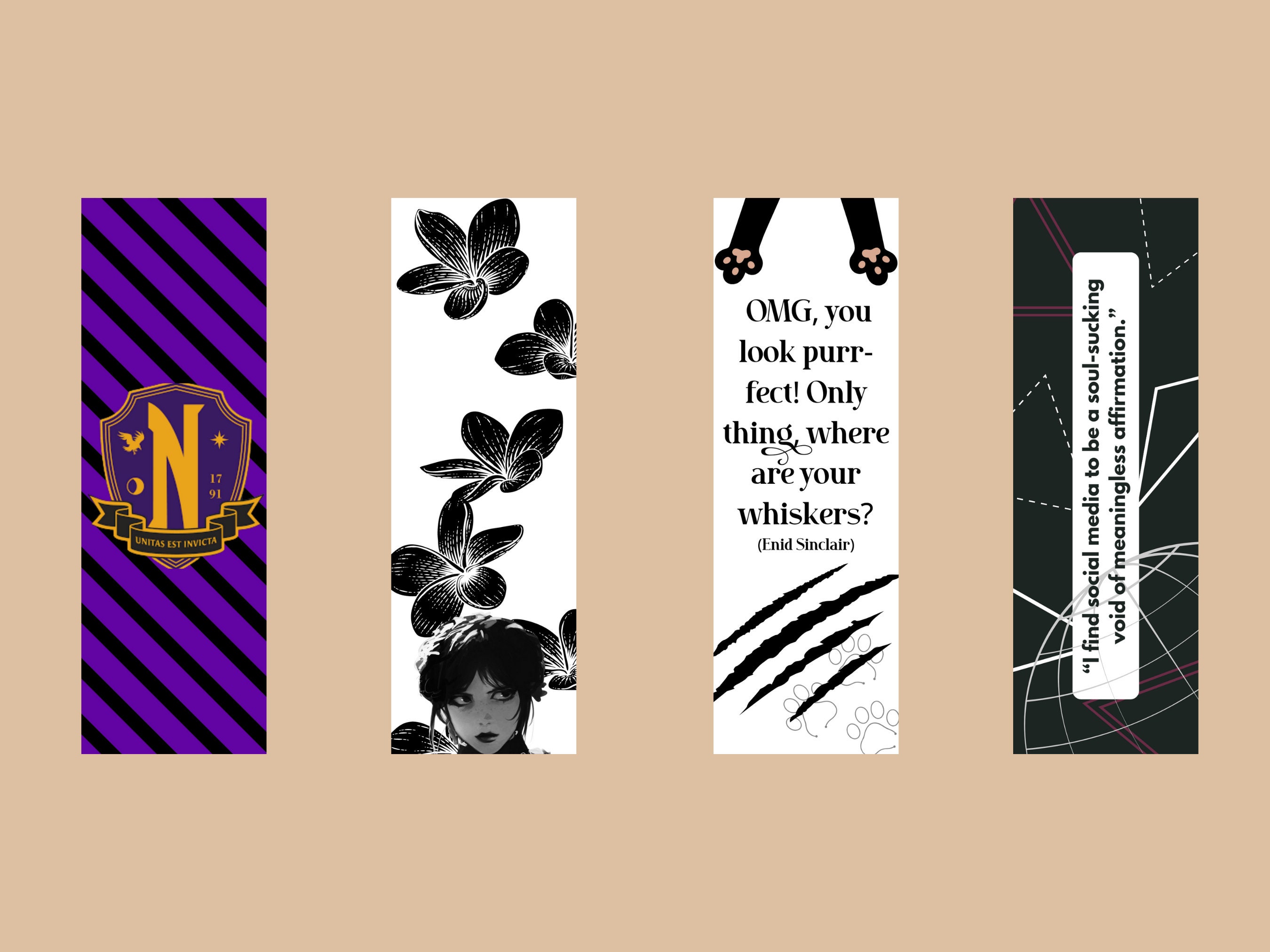 Bookmarks Wednesday Addams, Nevermore Academy Bookmarks, Digital ...