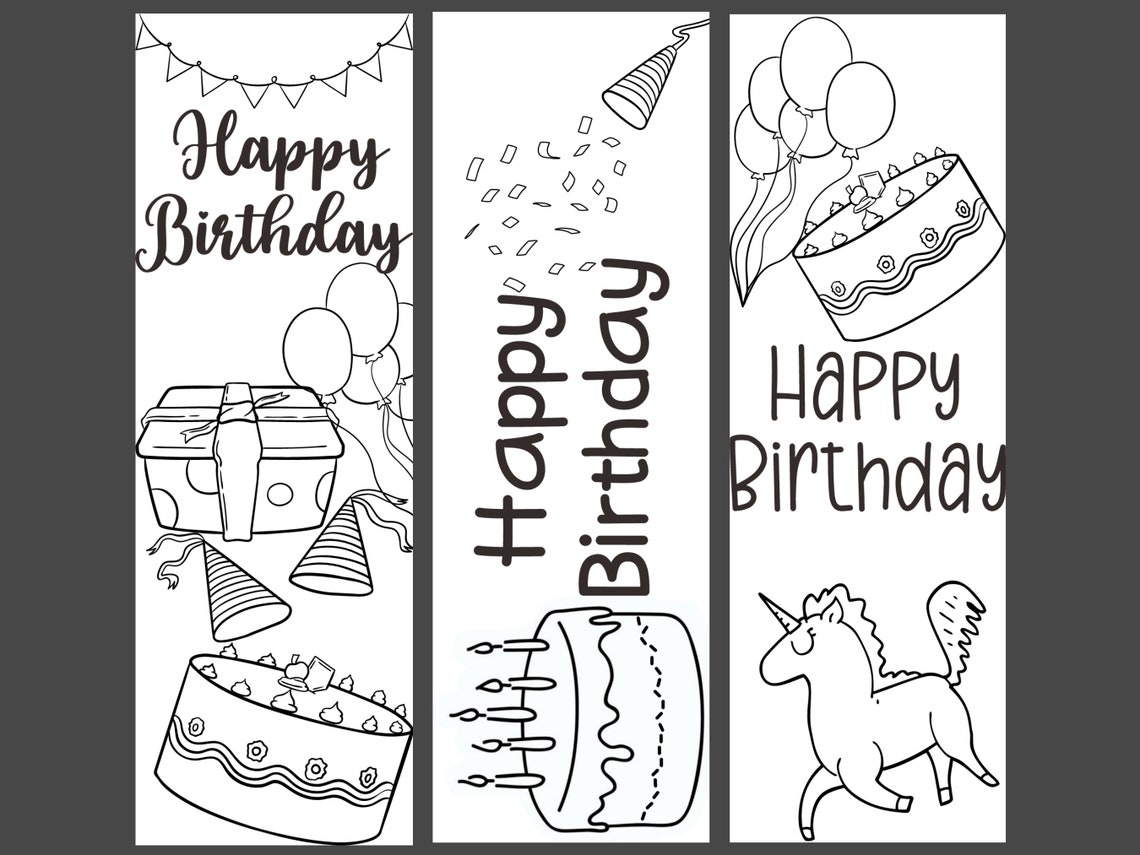 Coloring Bookmarks for Kids, Birthday Bookmarks, Coloring Bookmarks ...