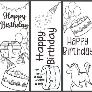 Coloring Bookmarks for Kids, Birthday Bookmarks, Coloring Bookmarks ...