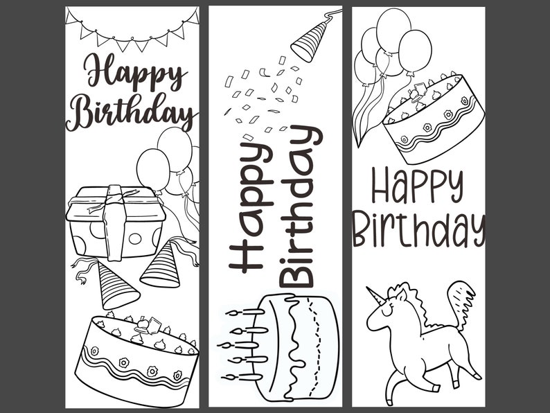 Coloring Bookmarks for Kids, Birthday Bookmarks, Coloring Bookmarks ...