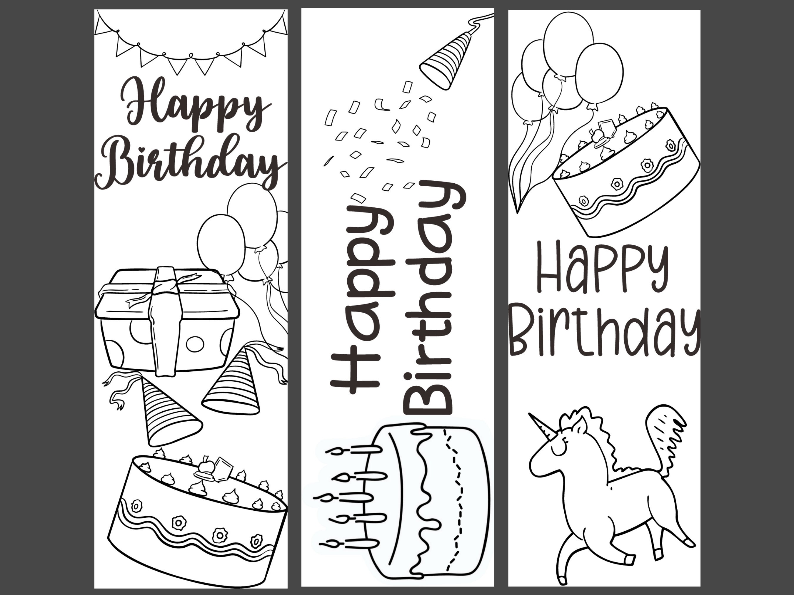 Coloring Bookmarks for Kids, Birthday Bookmarks, Coloring Bookmarks ...