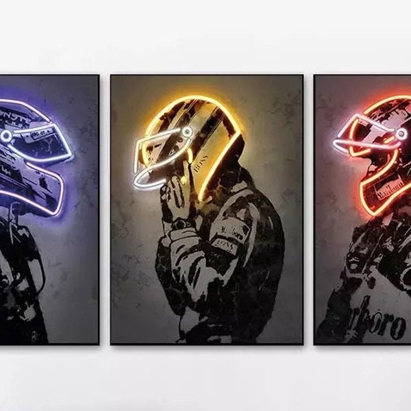 Neon F1 Helmet Poster - Etsy