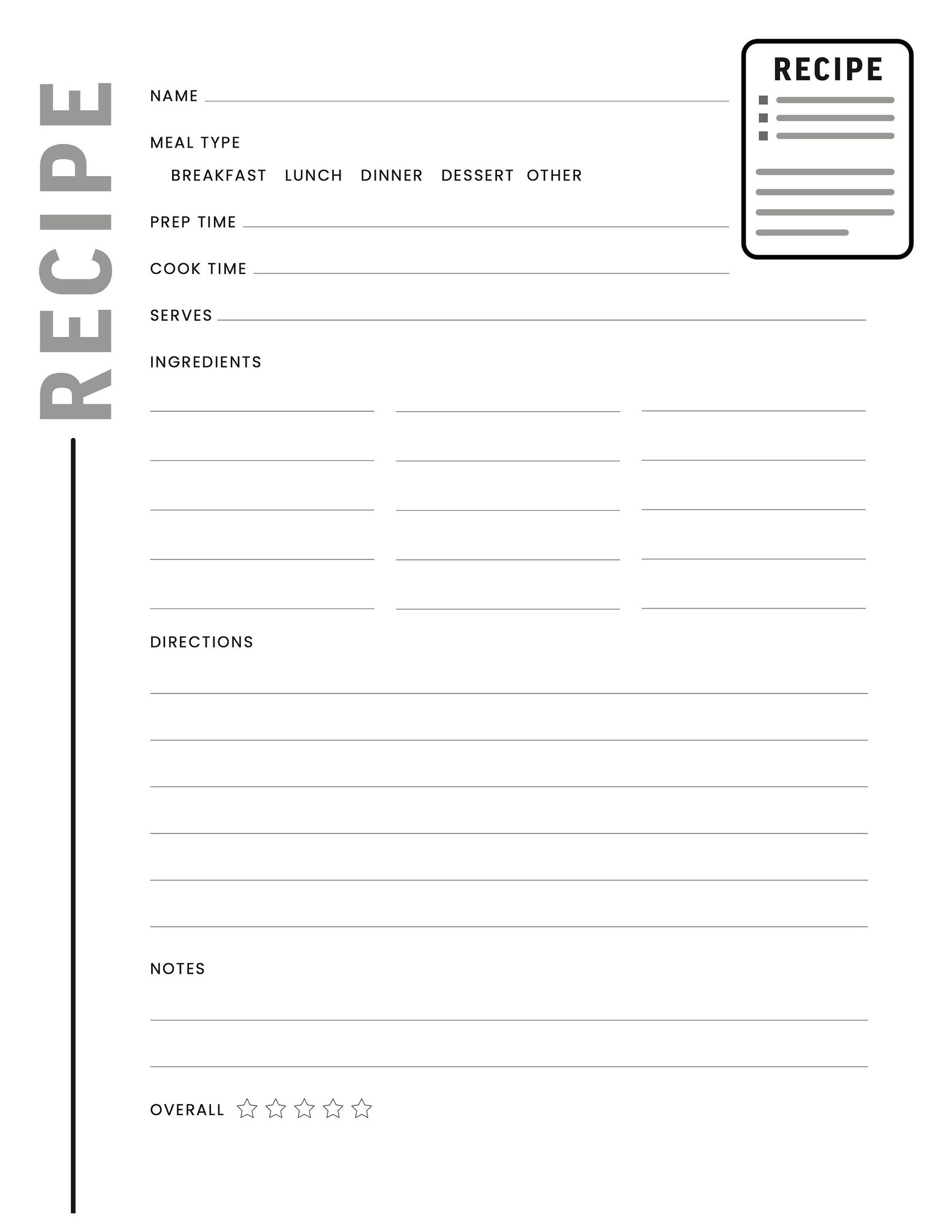 Printable Recipe Journal Template, Cooking Notes, Chef Notes, DIY Cook ...