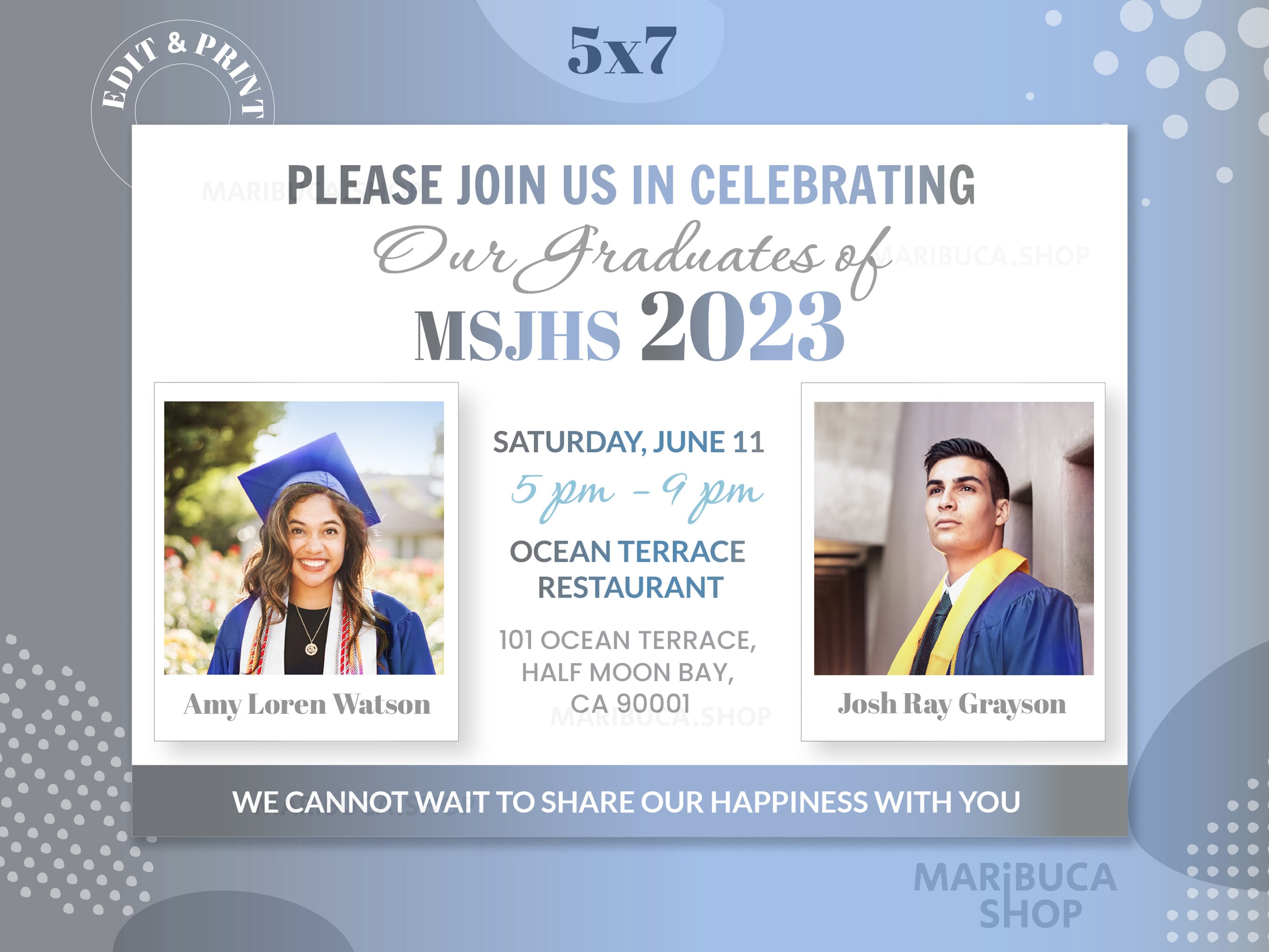 Double Graduation Party Invitation Siblings Two Photo - Etsy