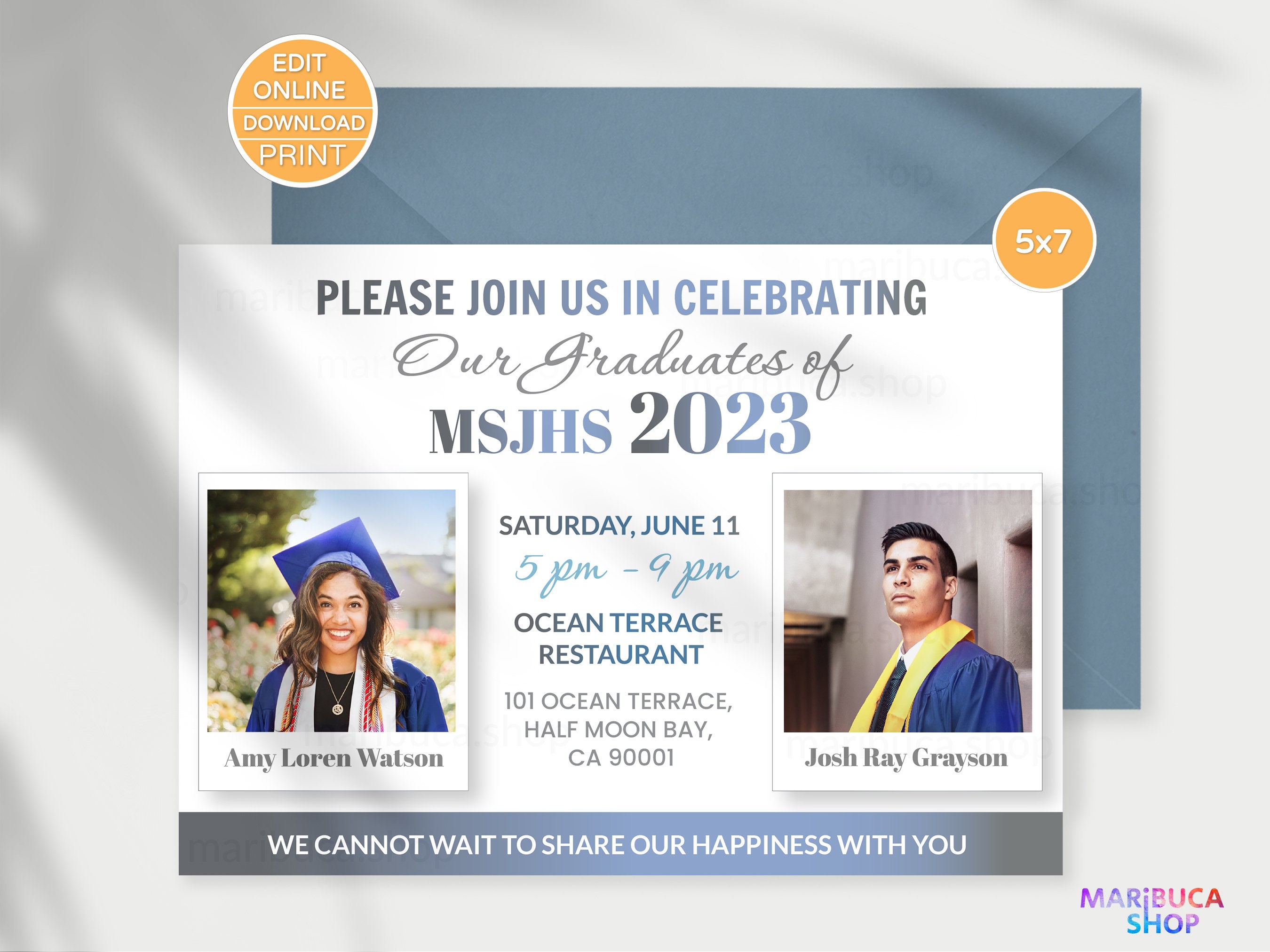 Double Graduation Party Invitation Siblings Two Photo - Etsy