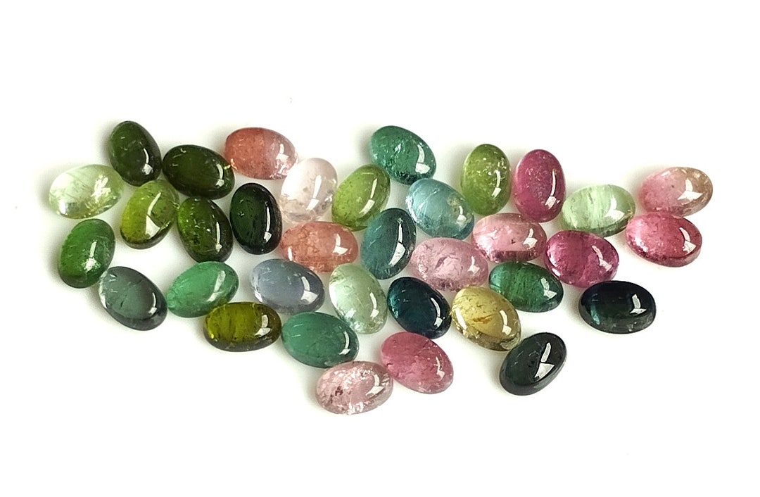 Natural Multicolour Tourmaline 4x6 Mm Oval Cabochon AAA Quality- Loose ...