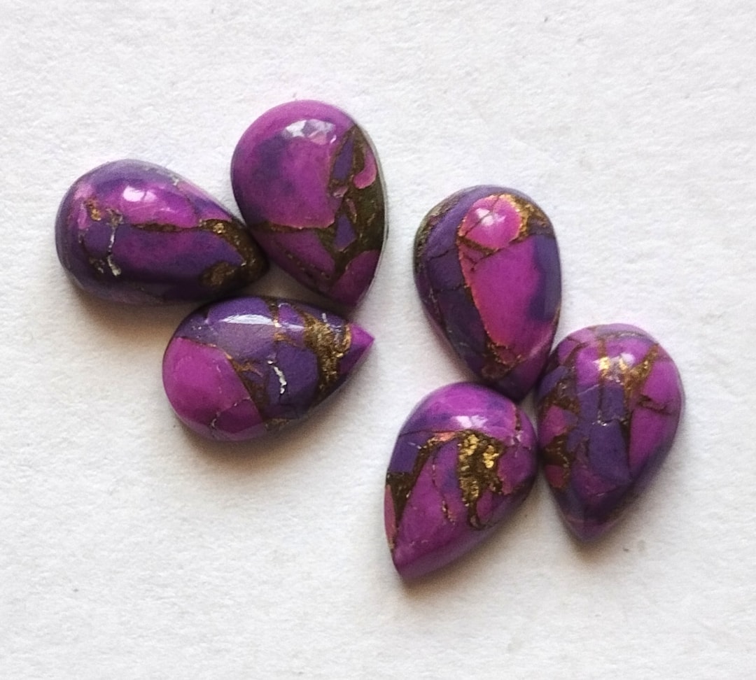 Mohave 8x12mm Purple Copper Turquoise Pear Cabochon AAA Quality ...