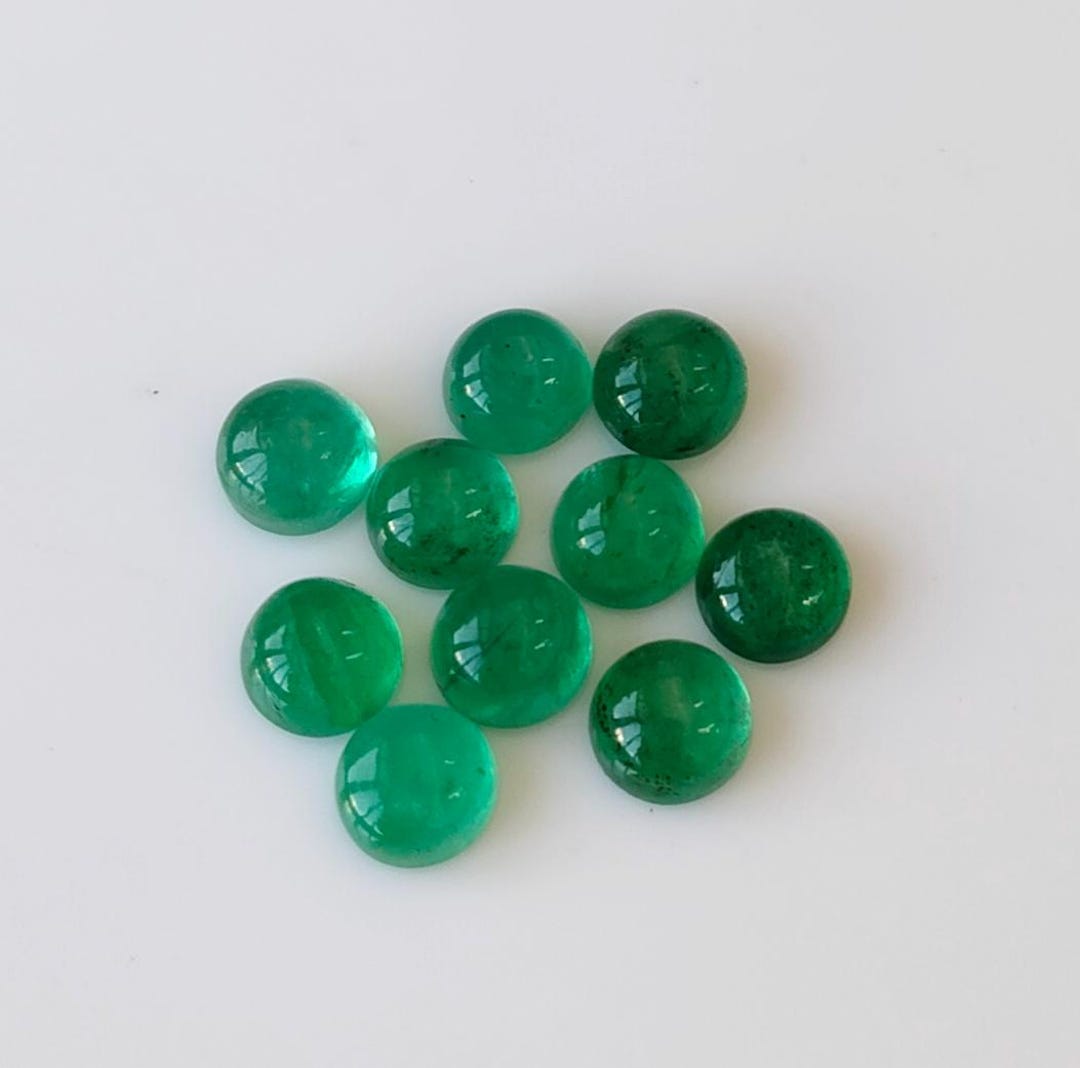 Natural Emerald Round Cabochon 5mm AAA Quality Smooth Polished Round ...