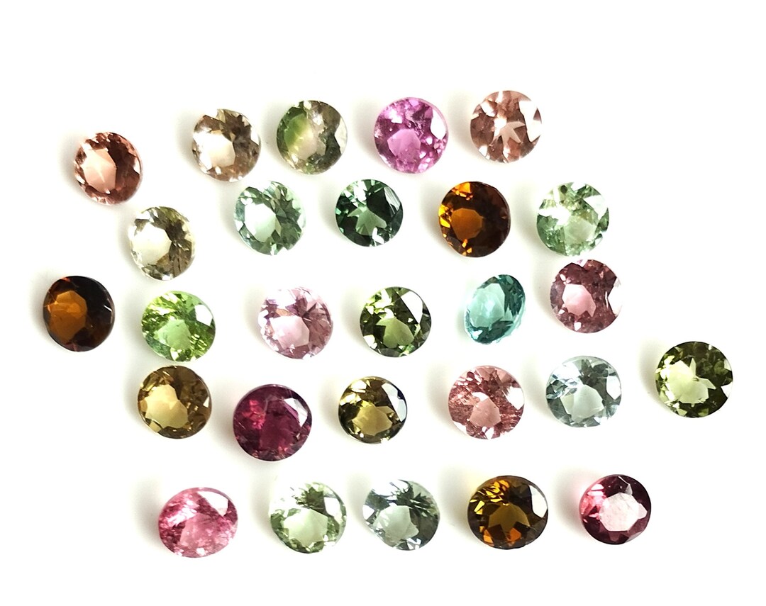 Natural Multicolour Tourmaline 6 Mm Round Faceted AAA Quality, Multi ...