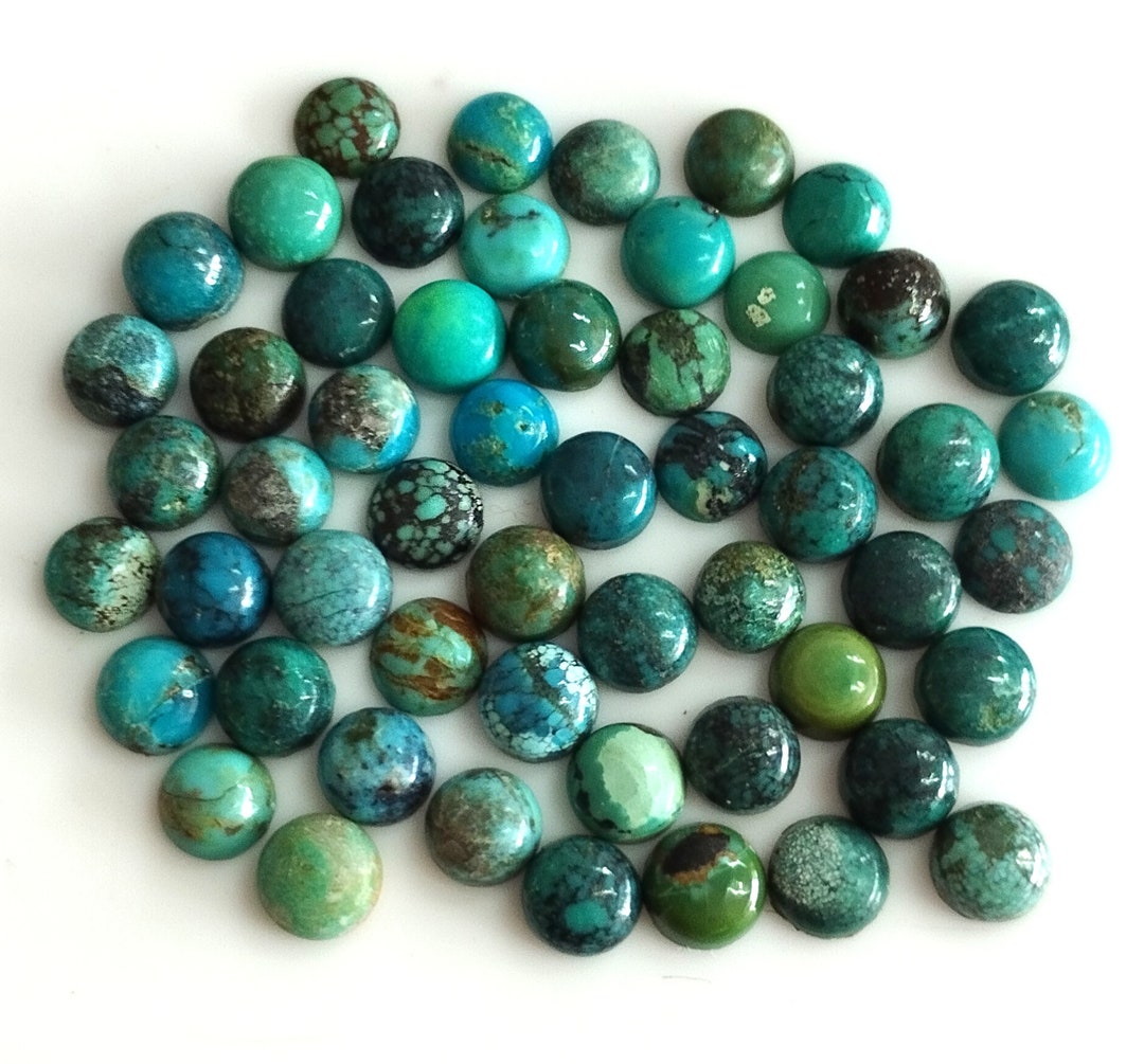 Natural 6 Mm Tibbati Turquoise Round Cabochon AAA Quality Loose ...