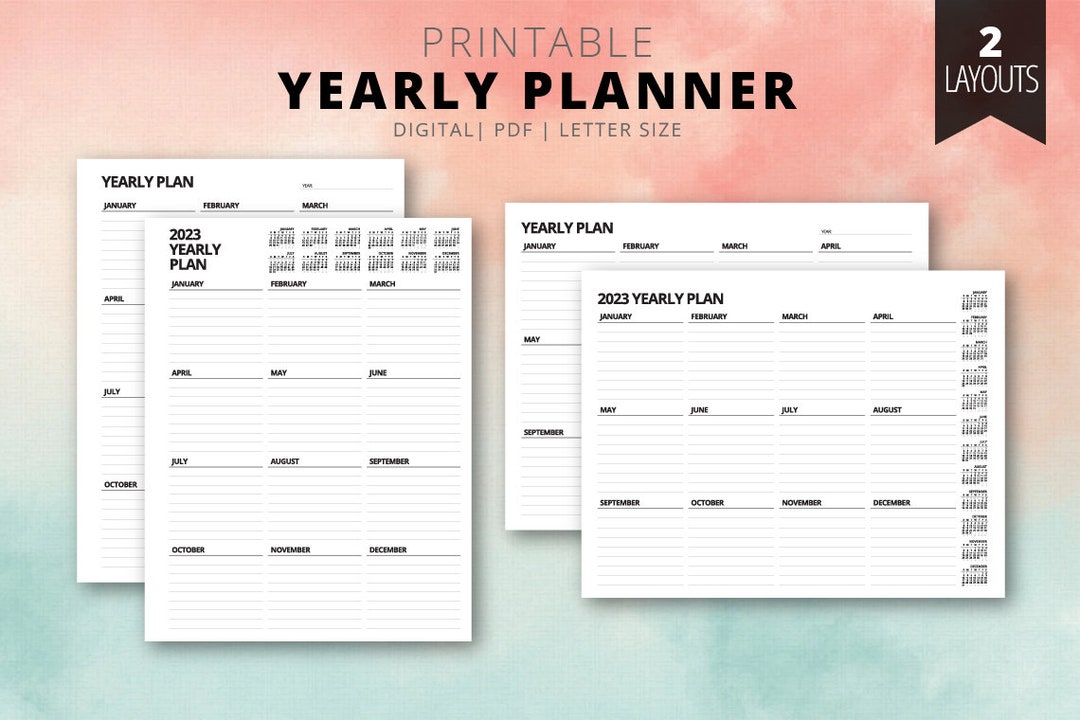 Multiple Layout Yearly Planner, Perpetual Yearly Planner, 2023 Yearly ...