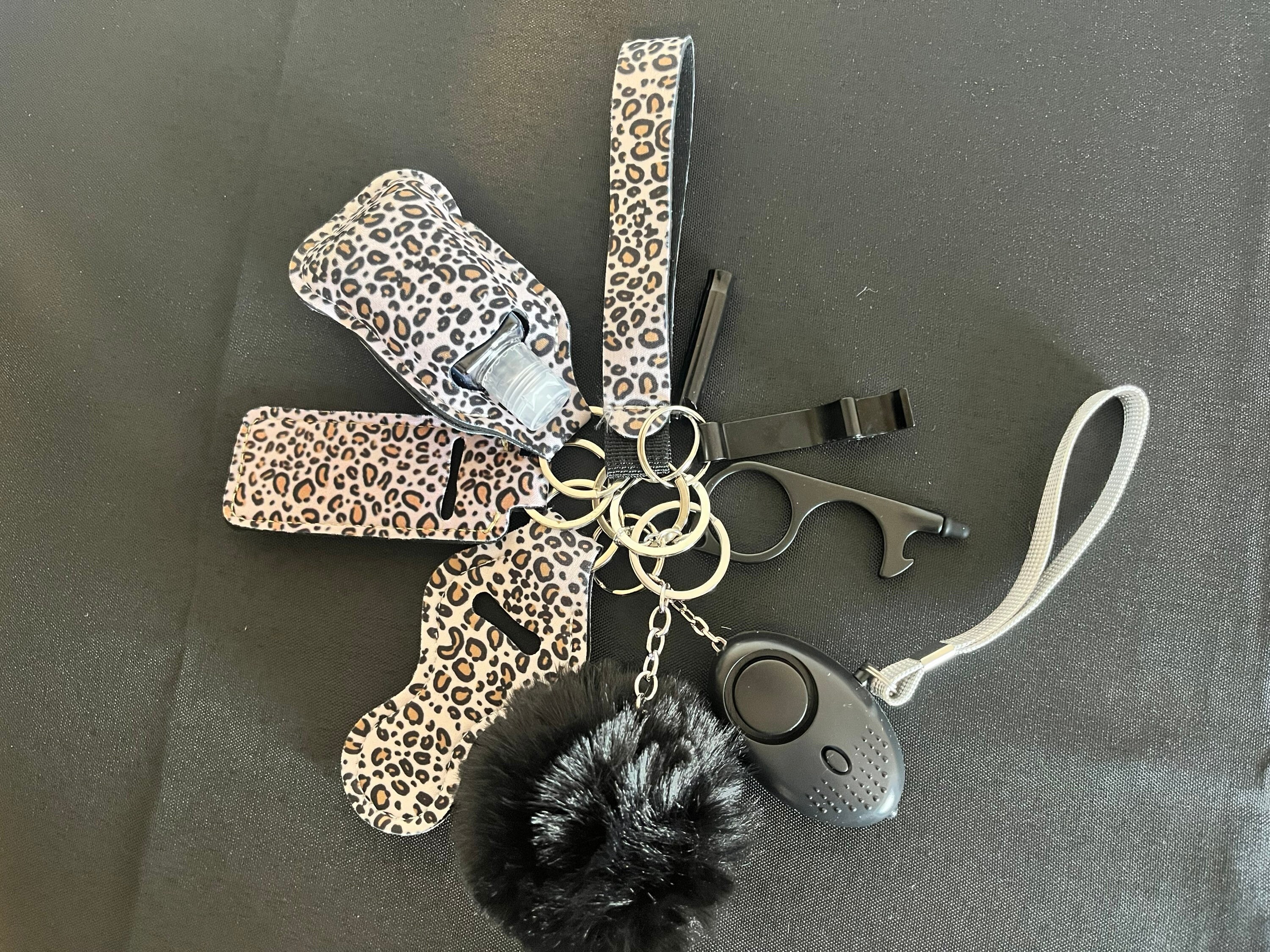 Safety Keychains Flashlight Wristlet Lipstick Pom Pom Door Handle ...