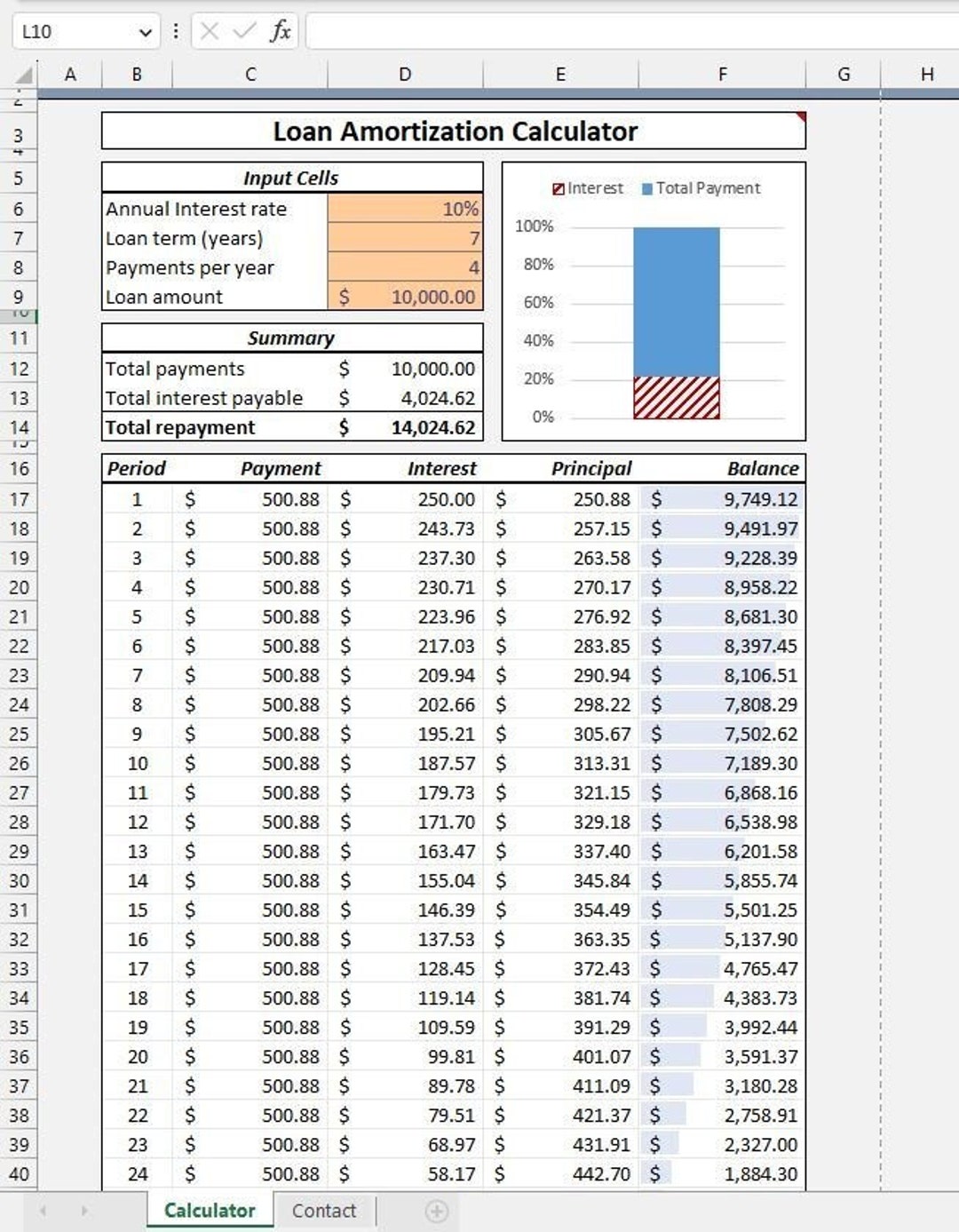Loan Amortization Calculator - Etsy