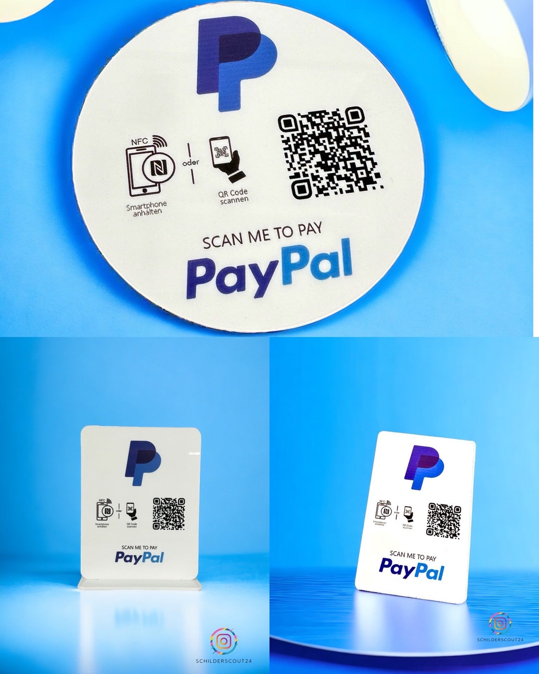 Paypal Savings Set 3 Pieces. Pay Easily With QR Code NFC Also With Personal Company Logo ...